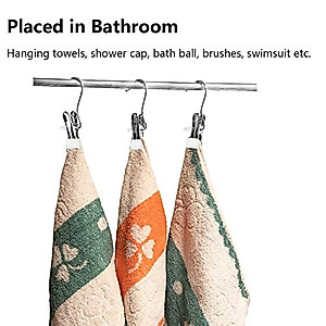 YCLOVE Pant Hangers with Clips Clothes Trousers Jean Skirt Slacks Hangers Boot Clips 360° Swivel Adujstable Clips Non-Slip Stainless Iron Anti-Rust (12 Pack White Laundry Hooks)