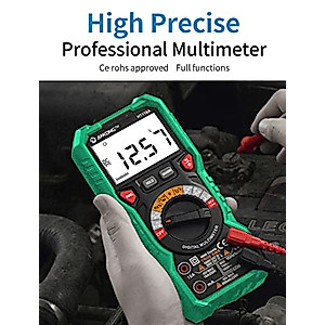 ANKONG TRMS Digital Multimeter - Fast Accurate Voltage Current Resistance Diodes & Continuity Measurements - 6000 Counts, Auto-Ranging - Ideal for Automotive & Overhead Lines - Includes Duty-Cycle Cap