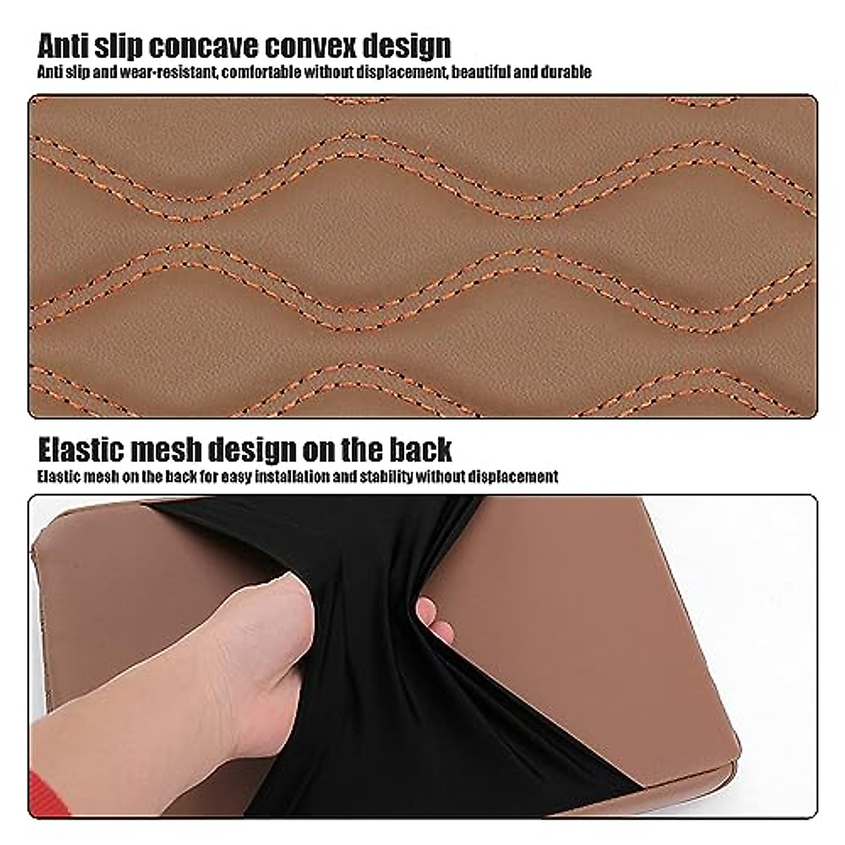 Dewkou 1 Pack Auto Center Console Pad, Memory Foam Car Leather Arm Rest Covering, Universal Waterproof Armrest Box Booster Pad, Anti-Scratch Cover for Car Armrest Box, for Most Vehicle (Coffee)