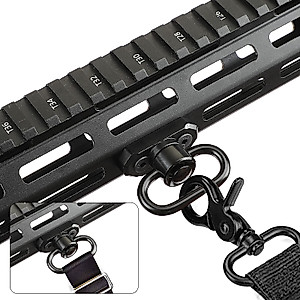 REERON 2 Point Sling & Mloc Sling Mount - Adjustable Extra Long Two Point Traditional Rifle Sling with 2 Pack 1.25" QD Sling Swivels Mounts for M Lock Rail System (2 Pack Mloc Sling Mounts)
