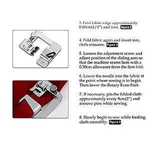 3 Sizes Wide Rolled Hem Pressure Foot Sewing Machine Presser Foot Hemmer Foot Set (1/2 Inch, 3/4 Inch, 1 Inch) for Singer, Brother, Janome and Other Low Shank Sewing Machines