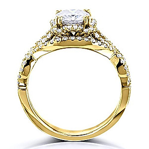 Kobelli Cushion Moissanite Fancy Halo Cross Shank Bridal Set, 1-1/2 CTW in 14k White Gold, 8