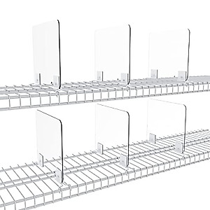 Hmdivor 6 Pack Acrylic Wire Shelf Dividers for Closet Organization Clear Shelf Dividers for Wire Shelves in Bedroom, Kitchen and Office