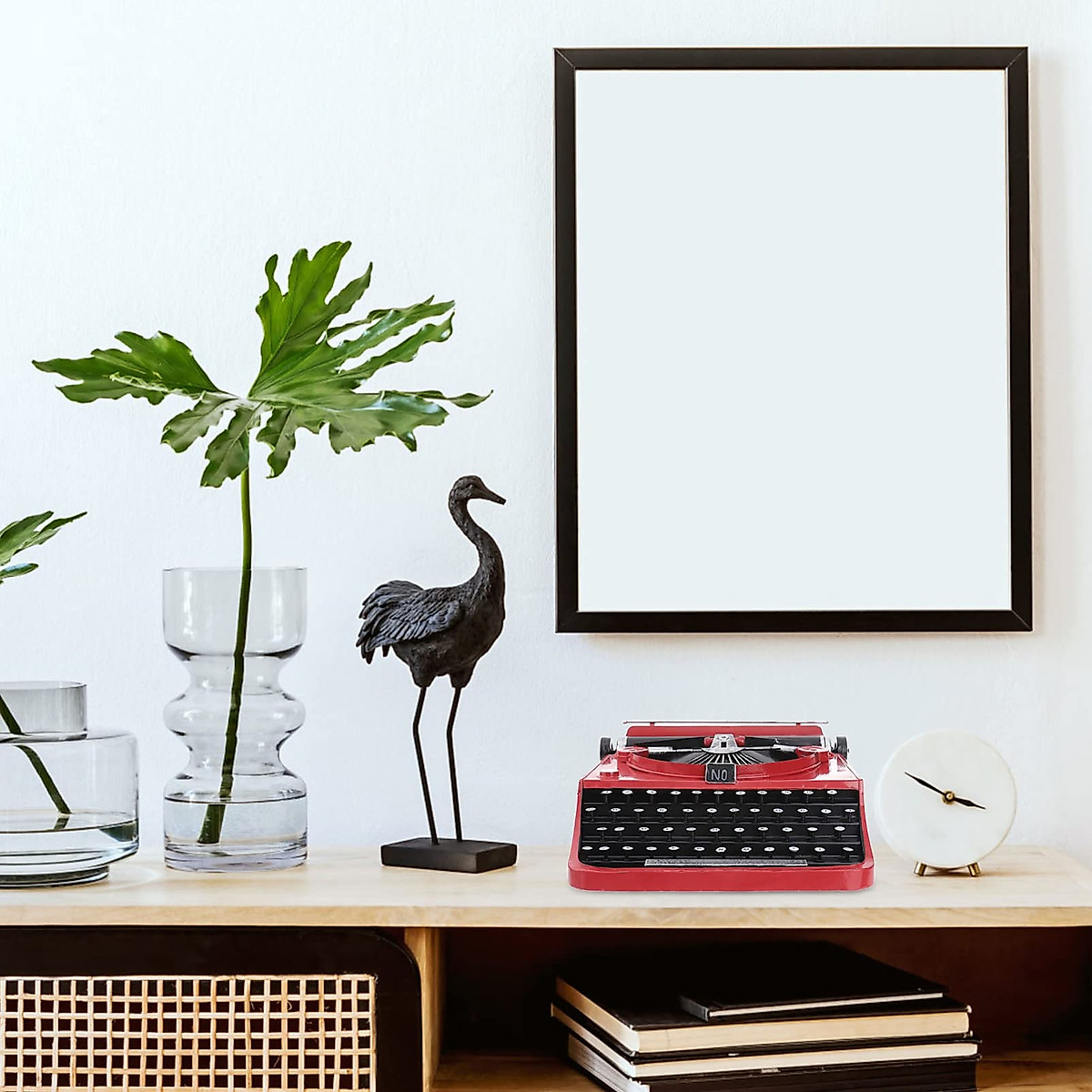 FOMIYES Vintage Typewriter Model Metal Manual Typewriter Antiques Retro Electric Typewriter Desktop Ornament for Home Office Study Room Decoration Red
