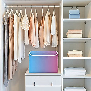 innewgogo Blue Gradient Storage Bins with Lids for Organizing Closet Organizers with Handles Oxford Cloth Storage Cube Box for Car