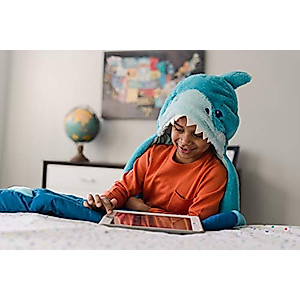 Soft Landing | Everyday Escapes | Character Hooded & Weighted Blanket – Removable 3 lbs. Weights – Ocean Shark