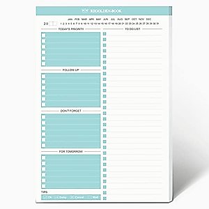 Regolden-Book To Do List Notepad - Daily Planner Notepad Undated, To Do List Planning Pad for Work, Checklist Note Pad for Personal Organized, 52 Sheets, Teacher/Men/Women, Teal (8.5"x5.5")