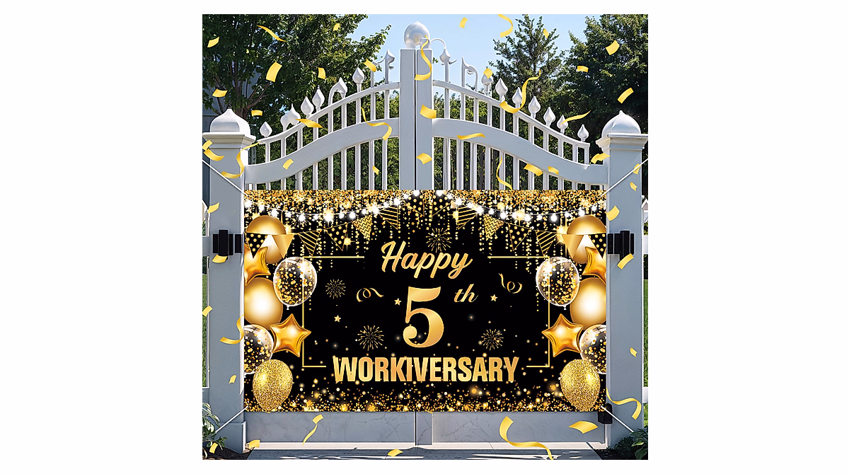 5th Work Anniversary Decorations Happy 5th Workiversary Banner Black ...