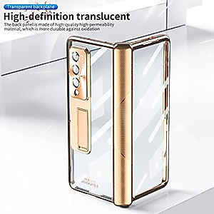 Case for Samsung Galaxy Z Fold 3 5G 2021, Plating Crystal Kickstand Case with S Pen, Removable Hinge Protection Holder and Built-in Camera Lens Protector and Front Screen Protector