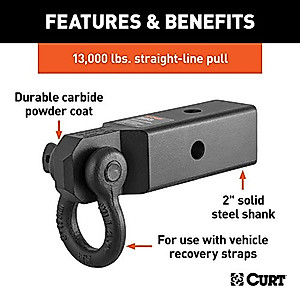 CURT 45831 D-Ring Shackle Mount Trailer Hitch, Fits 2-1/2-Inch Receiver, 13,000 lbs, CARBIDE BLACK POWDER COAT