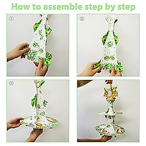 Baby Jungle Safari Birthday Cupcake Stand with 24pcs Cupcake Toppers for Safari Animals Theme Party Decorations 3 Tire Jungle Theme Cupcake Dessert Holder for Forest Wild One Baby Shower