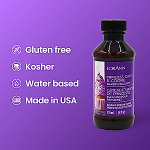 Lorann Oils Princess Cake and Cookie Bakery Emulsion: Regal Flavor Blend, Perfect for Enhancing Sweet, Cake-like Undertones in Baked Goods, Gluten-Free, Keto-Friendly, Unique Flavor Blend Essential