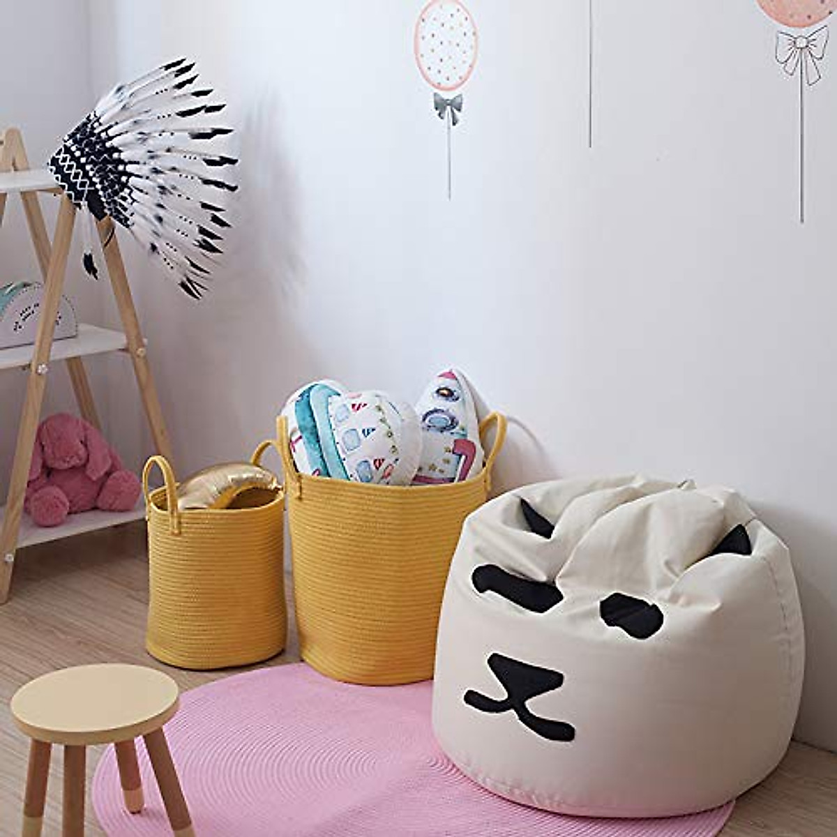 Mojesse Large Baskets for Blankets，Soft Cotton Rope Woven Storage Baskets with Strong Handles，Perfect for Nursery Laundry Basket,Kids Toy Hamper, Throw Blanket Basket for Living Room