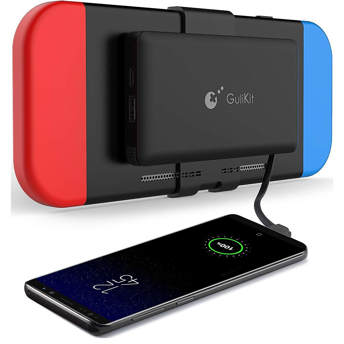 Antank Gulikit Attached Power Bank for Switch, 10000mAh 5V/3A Fast Charging Portable Charger, Rechargeable Backup Battery Pack Charging Case Compatible with Switch for Extending 10+ Playing Hours