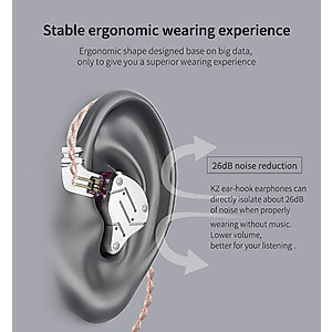 IEM Earbuds Headphones, KZ ZSN Hybrid Driver in-Ear Headphones/HiFi Noise-Isolating in Ear Monitor/Earphones with Detachable Tangle-Free Cable for Musicians (Without Microphone, Silver Purple)