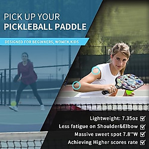 MYKUJA Pickleball Paddles Set of 2 |Fiberglass Pickleball Paddles with 4 Pickleball Balls,1 Pickleball Bag|Pickle Ball Paddles |Pickleball Gifts for Beginners(Youth Pickleball Paddles)