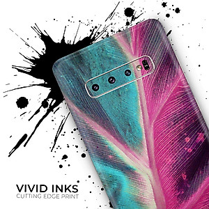DesignSkinz Neon Pink & Green Leaf Protective Vinyl Decal Wrap Skin Cover Compatible with The Samsung Galaxy S20 (Screen Trim & Back Glass Skin)