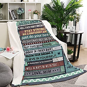 Ivivis to My Son Blanket from Mom, Gifts for Son Throw Blankets for Bed Couch Sofa, Super Soft Lightweight Flannel Fleece Blankets with Positive Encourage for Son Birthday Valentines Day Gift 40"x50"