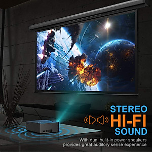 Mini Projector Native 720P Full HD, Portable Video Projector Outdoor Movie Projector, LED Home Theater Projector 1080P and 300" Supported, Compatible with PS4, PC, VGA, TV Stick, HDMI, AV and USB