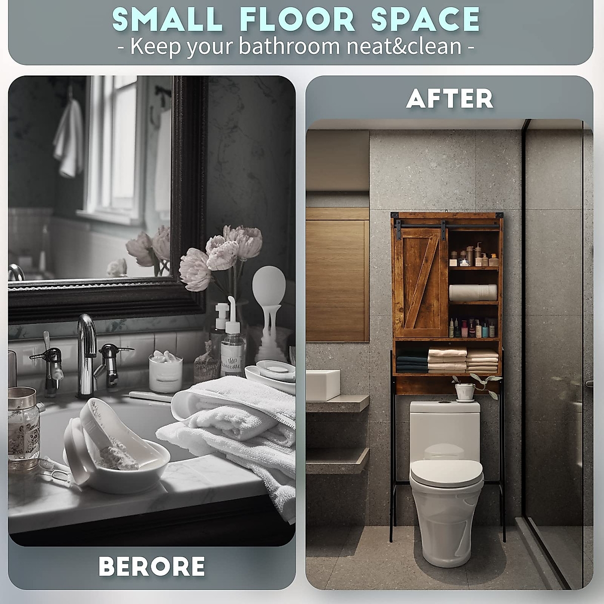 Homajor Over The Toilet Storage Cabinet,Over Toilet Bathroom Organizer,Above Toilet Storage Cabinet,Bathroom Storage Cabinet Over Toilet,with Adjustable Shelf,Sliding Door(White)