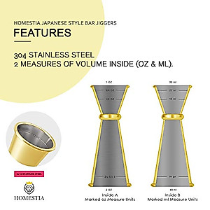 Homestia 8 Pcs Cocktail Shaker Set Stainless Steel Gold Martini Shaker Set, 24oz Drink Shakers Cocktail Set Shakers Bartending Drink Mixer Kit, Margarita Kit Cocktail Mixer Set Bar Kits for Bartender