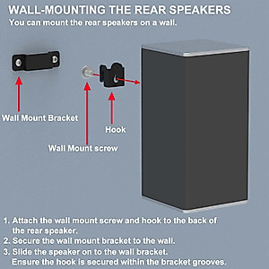 JINGer Universal Speaker Wall Mount for Sony, Vizio, Samsung, Roku, and More Sound Speakers, Mounted Under TV on Wall