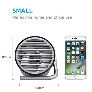 Fancii Small Personal Desk USB Fan, Portable Mini Table Fan with Twin Turbo Blades, Whisper Quiet Cyclone Air Technology - for Home, Office, Outdoor Travel (Black)