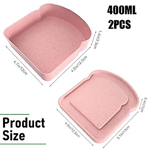 NADUSEP Sandwich Containers, 2 Pcs Sandwich Box Food Storage Toast Shape Holder Plastic for Lunch, Sandwich Keeper for Adults Prep Microwave (White Grey)