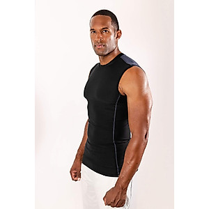 DEVOPS 3 Pack Men's Athletic Compression Mesh Sleeveless Shirts (2X-Large, Black/Black/Black)