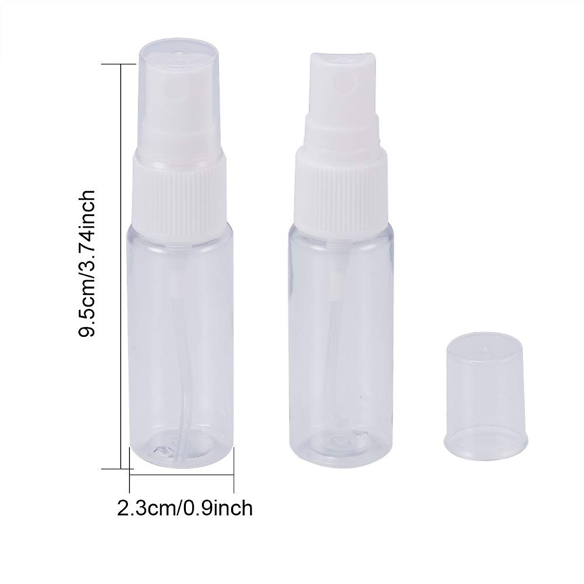 BENECREAT 30 Pack 20ml Fine Mist Spray Bottles Travel Size Bottles Travel Essentials Cosmetic Sample Bottles with 10pcs Plastic Pipettes for Perfume, Essential Oils, Toner