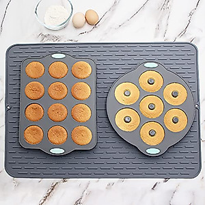 To encounter Silicone Dish Drying Mat - Extral Large 24" x 18" - Set of 2 Flexible Rubber Drying Mat, Heat Resistant Silicone Trivet, Counter Top Mat, Dish Draining Mat, Sink Mat