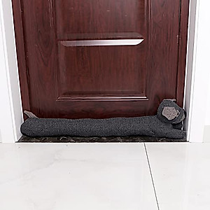 Sanlykate Dog Under Door Draft Stopper for Bottom of Door, 3LB 34-36 Inch Heavy Duty Decorative Animal Fabric Door Draft Blocker, Save Energy Soundproof Seal Guard, Black & Grey