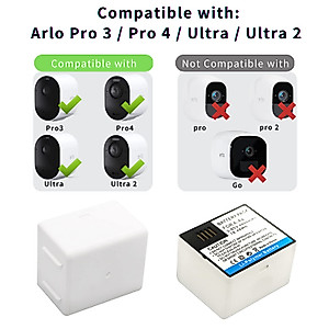 NBZZ Battery for Arlo Pro 3 Pro 4 with Dual Charger Rechargeable Battery 4800mAh for Arlo Ultra Ultra 2 Camera Battery Accessories VMC4040P VMA5400 4800mAh (2 Batteries with Charger Hub)