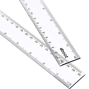 2 Pack Plastic Ruler Straight Ruler Plastic Measuring Tool for Student School Office (Clear, 12 Inch)