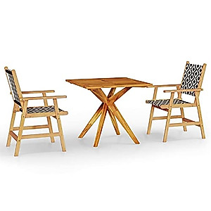 Camerina 3 Piece Patio Dining Set Outdoor Patio Dining Set Outdoor Patio Furniture Patio Set Patio Table and Chairs Set Solid Wood Acacia 3087137