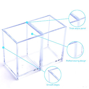 Acrylic Pen Holder, 3 Pcs Clear Acrylic Pencil Holders for Desk, Makeup Brush Holder Cup Organizer, Pen Holder Stationery Storage Desktop Accessories for Office School Supplies (with Cleaning Cloth)