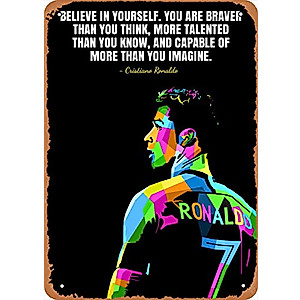 Ysirseu Cristiano Ronaldo Quotes Metal Tin Sign 8 x 12 in Quotes Vintage Poster Man Cave Decorative