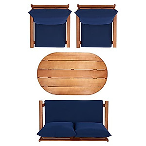SAFAVIEH PAT7050A Collection Deacon Natural and Beige 4-Piece Outdoor Patio Set