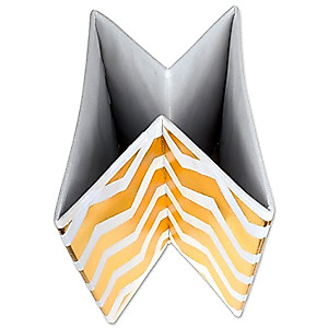 DII Non Woven Polyester Storage Bin, Metallic Chevron, Gold, Large Set of 2