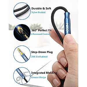 MillSO Headphone Splitter for Computer 3.5mm Female to 2 Dual 3.5mm Male Headset Splitter Cable Gold-Plated & Braided Gaming Headset to PC Adapter with Separate Audio & Mic Plug [Young Series]