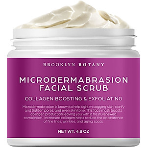 Brooklyn Botany Microdermabrasion Facial Scrub 2.5 oz – Exfoliating Face Scrub for Tightening and Brightening Skin - Face Exfoliator for Acne Scars, Wrinkles, Fine Lines and Aging Spots