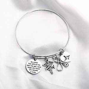 FUSTMW Nurse Gift Nurse Keychain RN Charm Nursing Graduation Gift Medical Jewelry Nurse Inspirational Gifts (RN Bracelet)