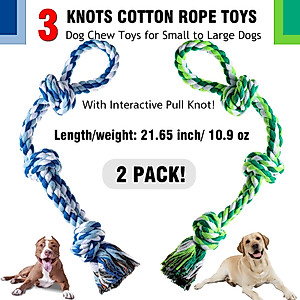 XIGOU Dog Rope Toys 2 Pcs Indestructible Dog Toys, Dog Chew Toys for Aggressive Chewers, Tough Puppy Teething Chew Toys for Boredom, Dental Cleaning Tug of War Dog Toy, Great for Small to Large Breed