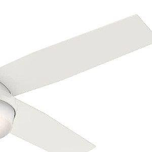 Hunter Fan Company 59242 52" Dempsey Indoor Low Profile Ceiling Fan with Light, Fresh White Finish