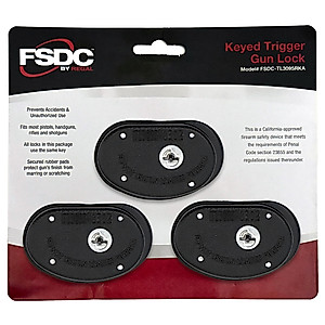 FSDC (Firearm Safety Devices) – FSDC-TL3095RKA California DOJ-Approved Keyed Alike Trigger Gun Lock 3-Pack with 6 Keys – Composite-Body Construction and Pick-Resistant Locks