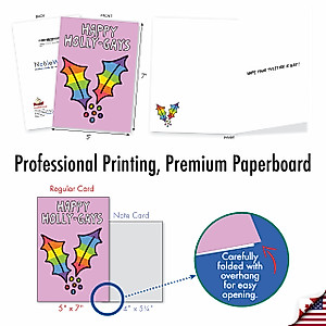 NobleWorks 12 Funny Christmas Greeting Cards Bulk Box Set with 5 x 7 Inch Envelopes (1 Designs, 12 Each) Happy Holly-Gays C7630XSG-B12x1