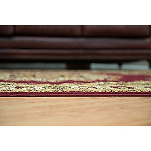 United Weavers of America, Dallas Collection, Area Rug, Indoor, Polypropylene, Jute Backing, Stain Resistant, Traditional, Burgundy, Floral Print, Rectangular, 5'3" x 7'2"