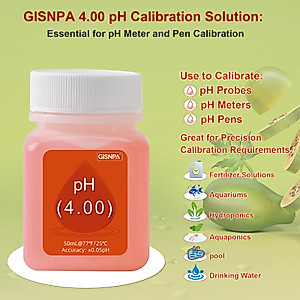 pH Meter Calibration Solution Kit (pH 4.00, 7.00 & 10.01), 3 Bottles 50ml pH Calibration Buffer Solution and 30 ml KCL pH Protective Solution for All pH Meters