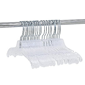 12 inch Wide Reinforced Clear Plastic Child Shirt Hangers with Swivel Hook and Notched Shoulders (Quantity 100) (Clear, 100)