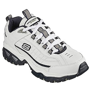 Skechers Men's Energy Afterburn Lace-Up Sneaker, White/Navy, 11 Wide